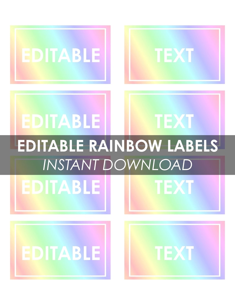 Pastel Rainbow Editable Name Tags Printable | Customizable Labels ...