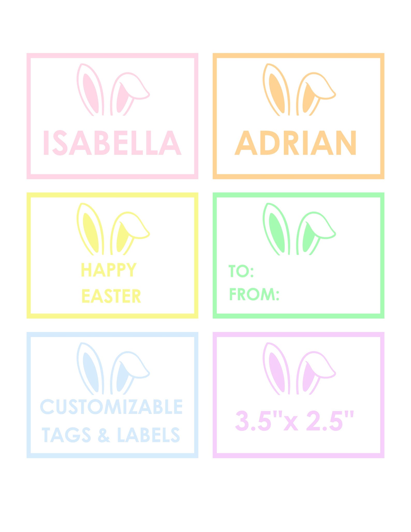Editable Easter Bunny Name Tags - Printable Easter Labels- Pastel ...