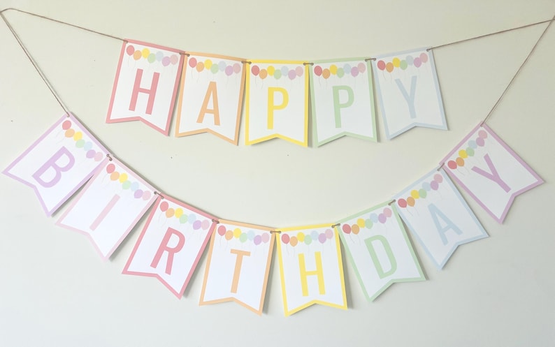 Pastel Rainbow Birthday Banner Printable – Happy Birthday PDF With ...