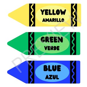Printable Crayon Color Flashcards in English and Spanish | 11 Colors ...