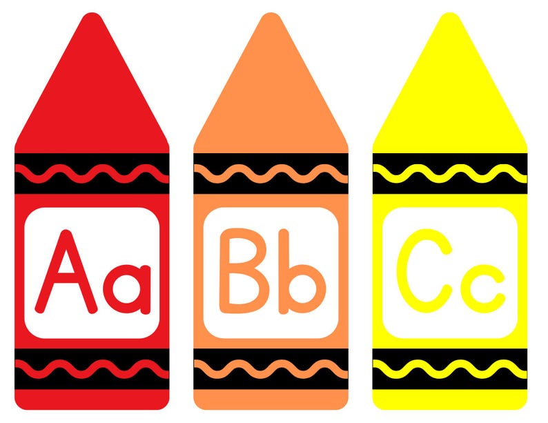 Printable Crayon Alphabet Cards A-Z Colorful ABC Flashcards for Early ...