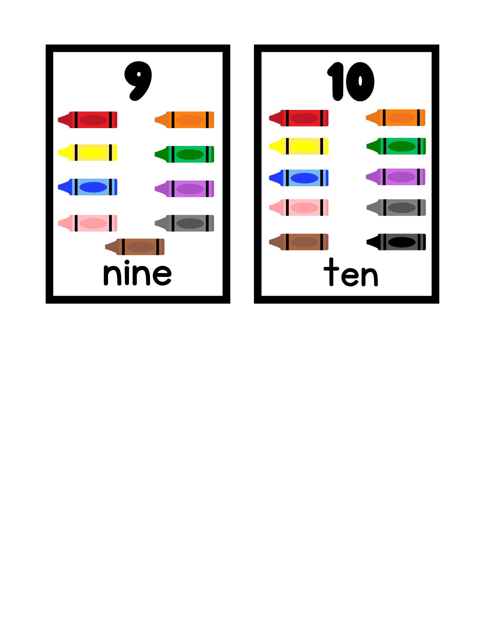 Printable Numbers 1-10 Crayon Flashcards for Toddlers and Preschoolers ...