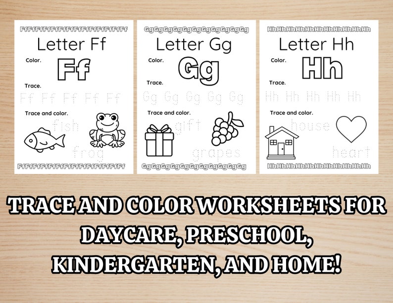 Printable Alphabet Trace and Color Pages for Preschool, Kindergarten ...
