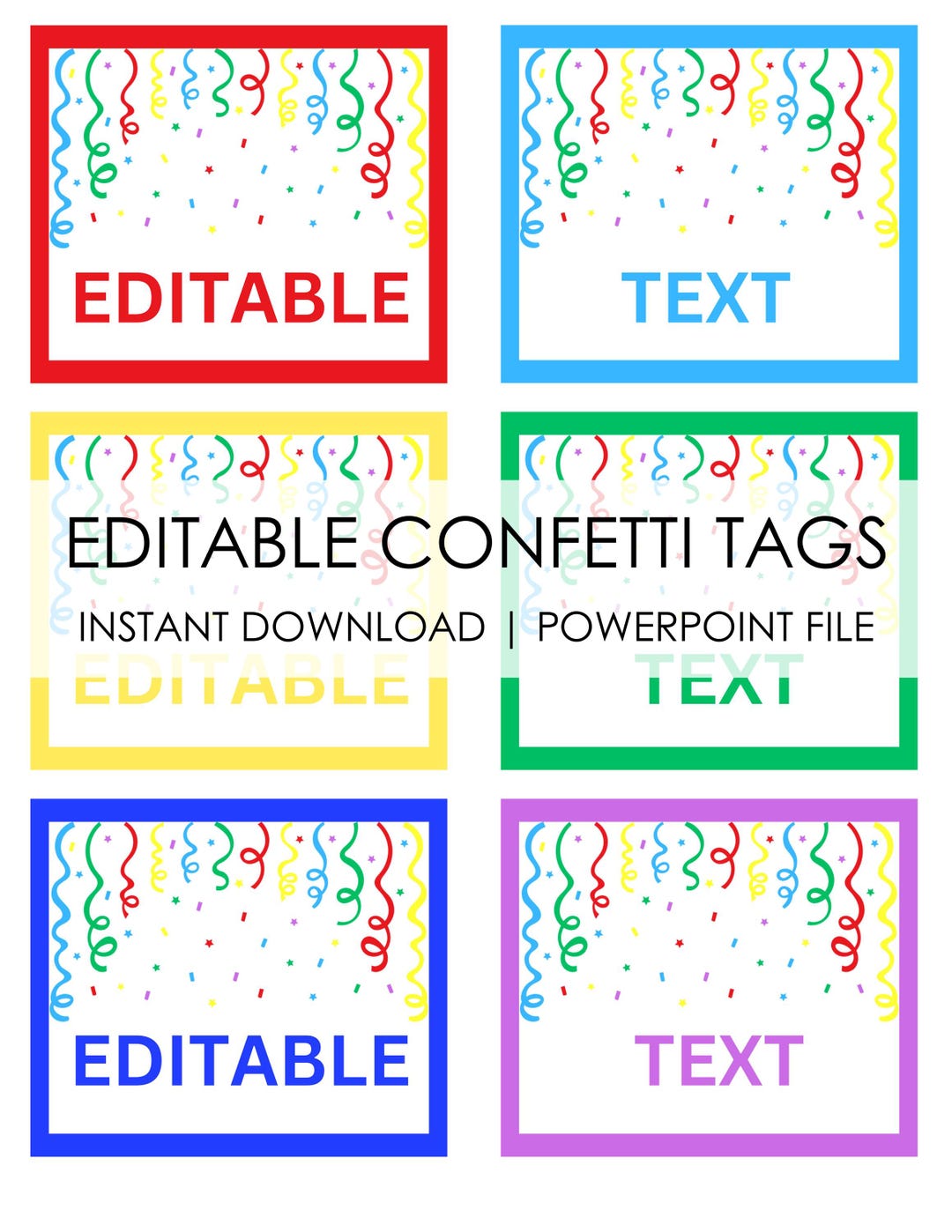 Editable Confetti Printable Tags & Labels | Birthday Party Favor Tags ...
