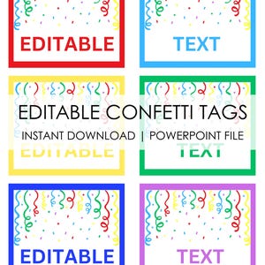 Editable Confetti Printable Tags & Labels | Birthday Party Favor Tags ...