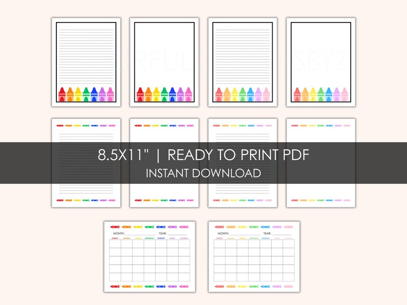 Crayon Teacher Stationery Set – Lined Paper + Undated Calendar ...