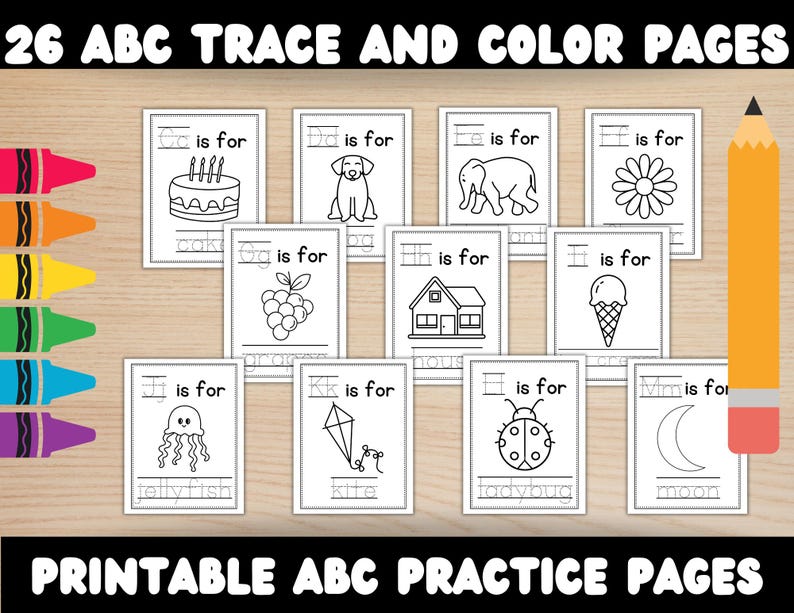 Printable Alphabet A to Z Trace and Color Pages Early Learning Learning ...
