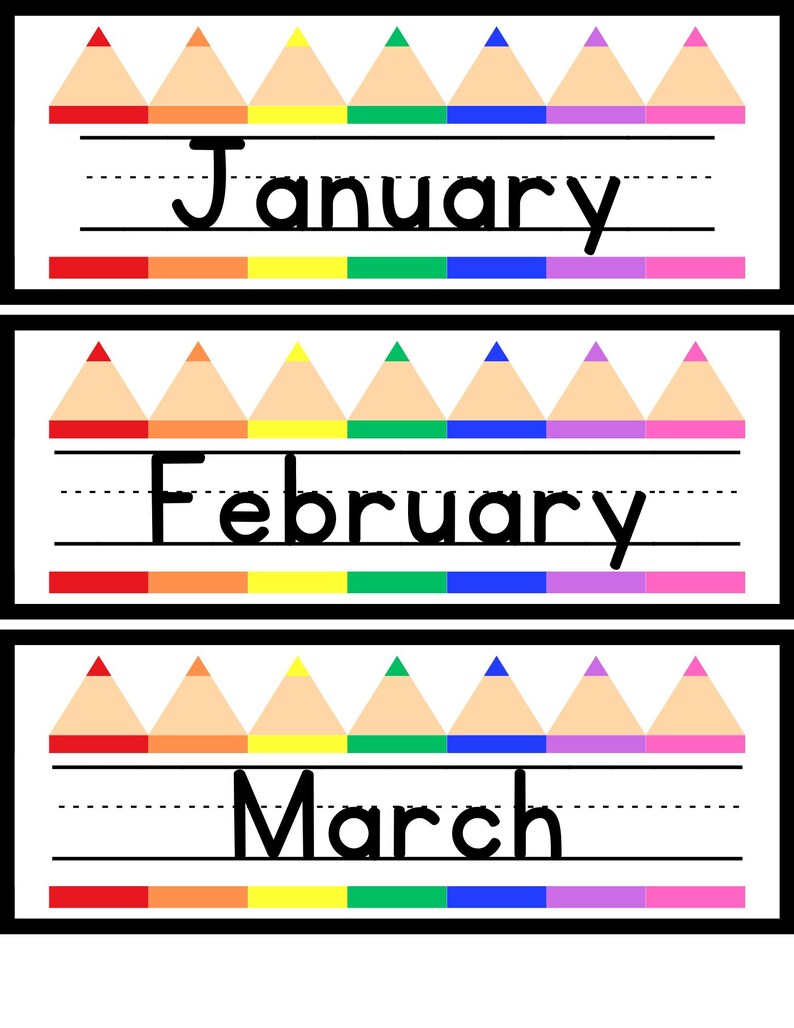 Printable Days of the Week & Months of the Year Cards |colorful Colored ...