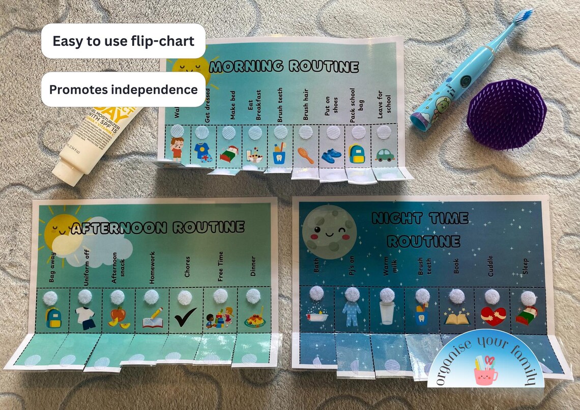 Flip Chart Chore Chart, Foldable Routine Chart, Toddler Flip Routine ...