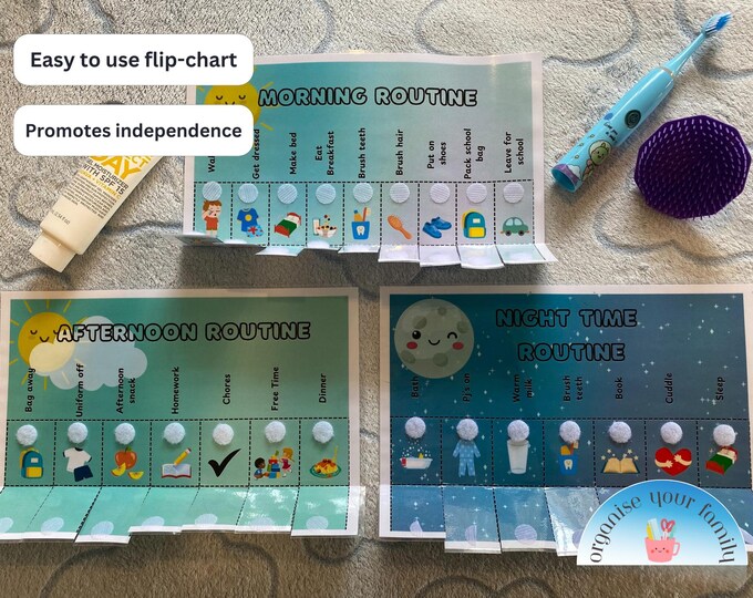 Flip Chart Chore Chart, Foldable Routine Chart, Toddler Flip Routine ...