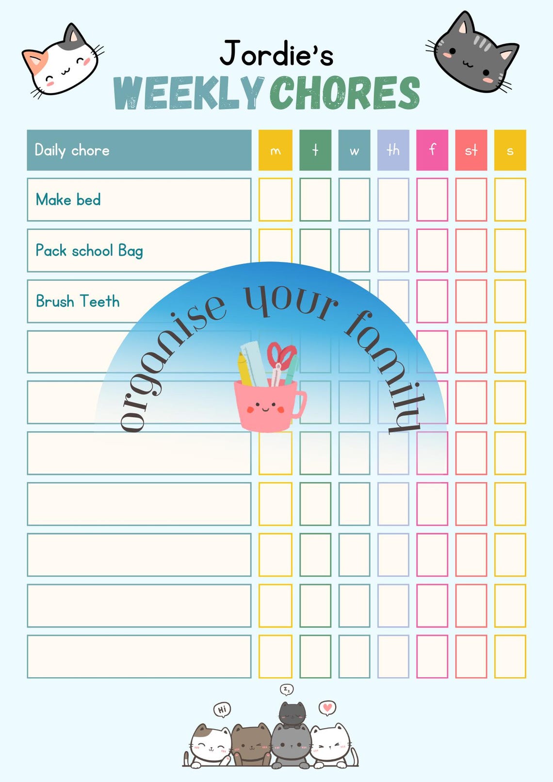 Personalised Chore Charts, Child Chore Chart, Routine Chart ...