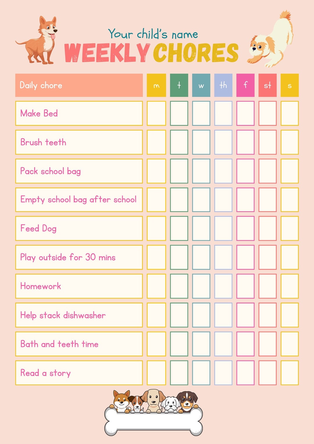 Doggy Chore Chart - Etsy