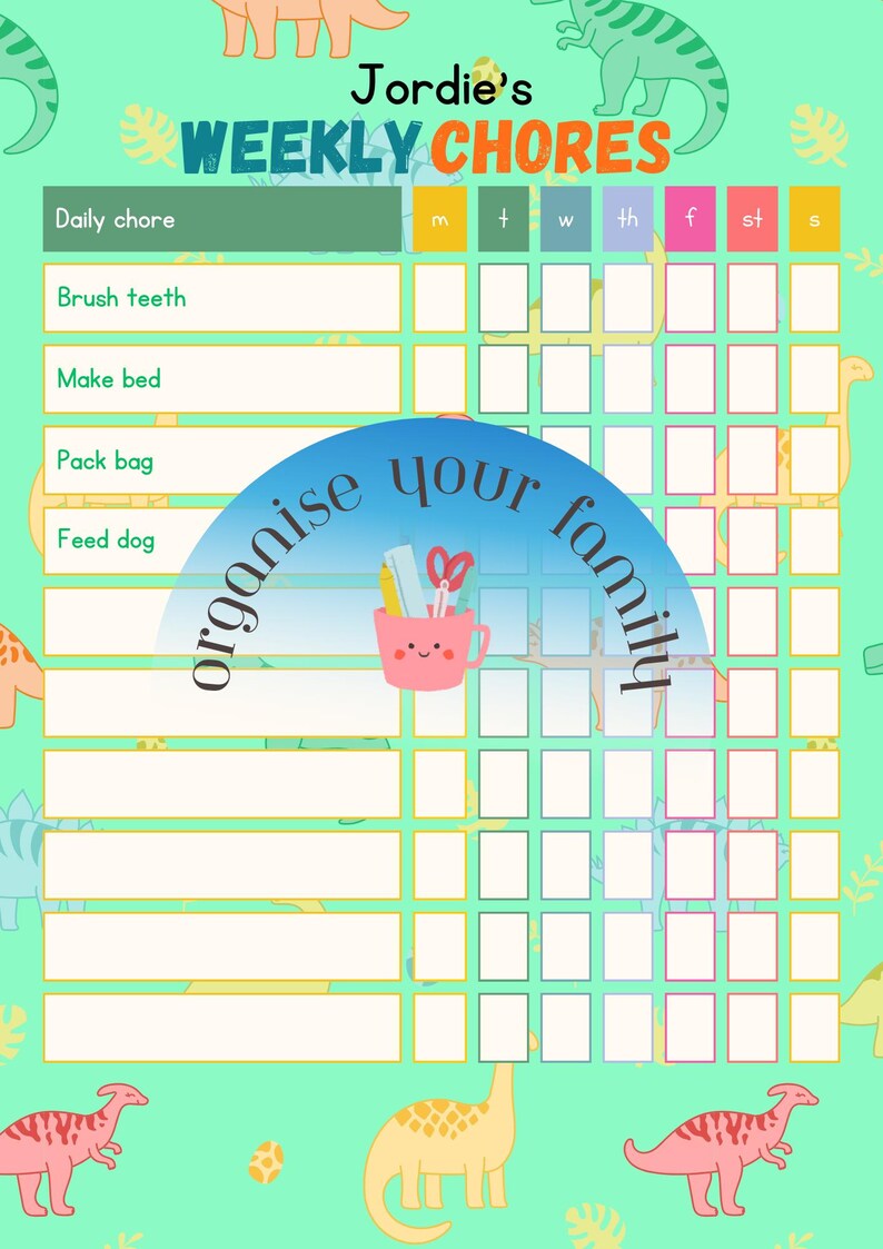 Personalised Chore Charts, Child Chore Chart, Routine Chart ...
