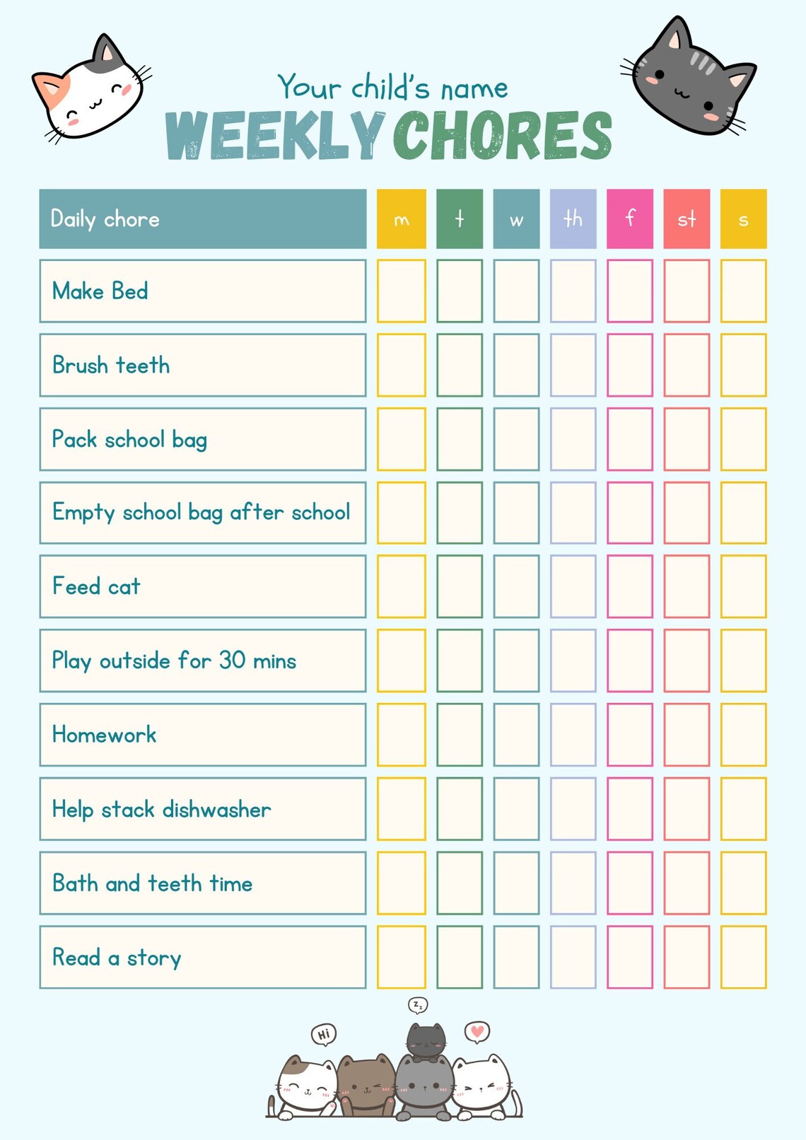 Printable/ Editable Chore Chart Kids Allowance Tracker Kids Routine ...