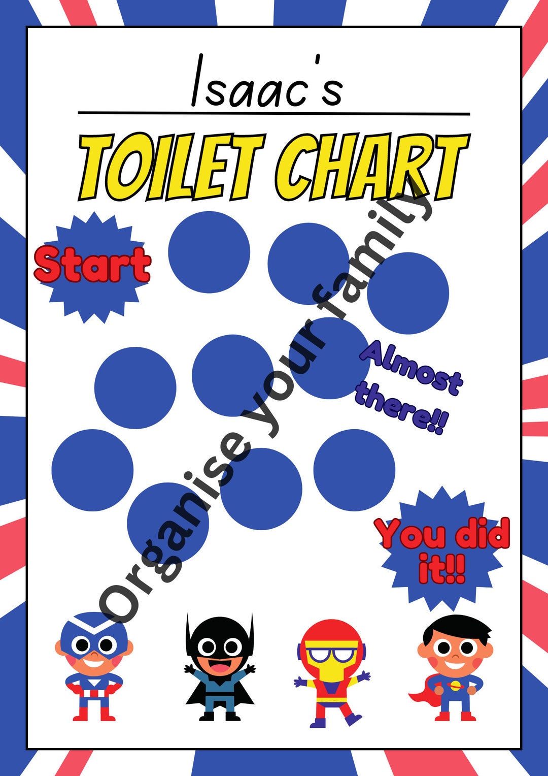 Superhero Toilet Training Chart - Etsy