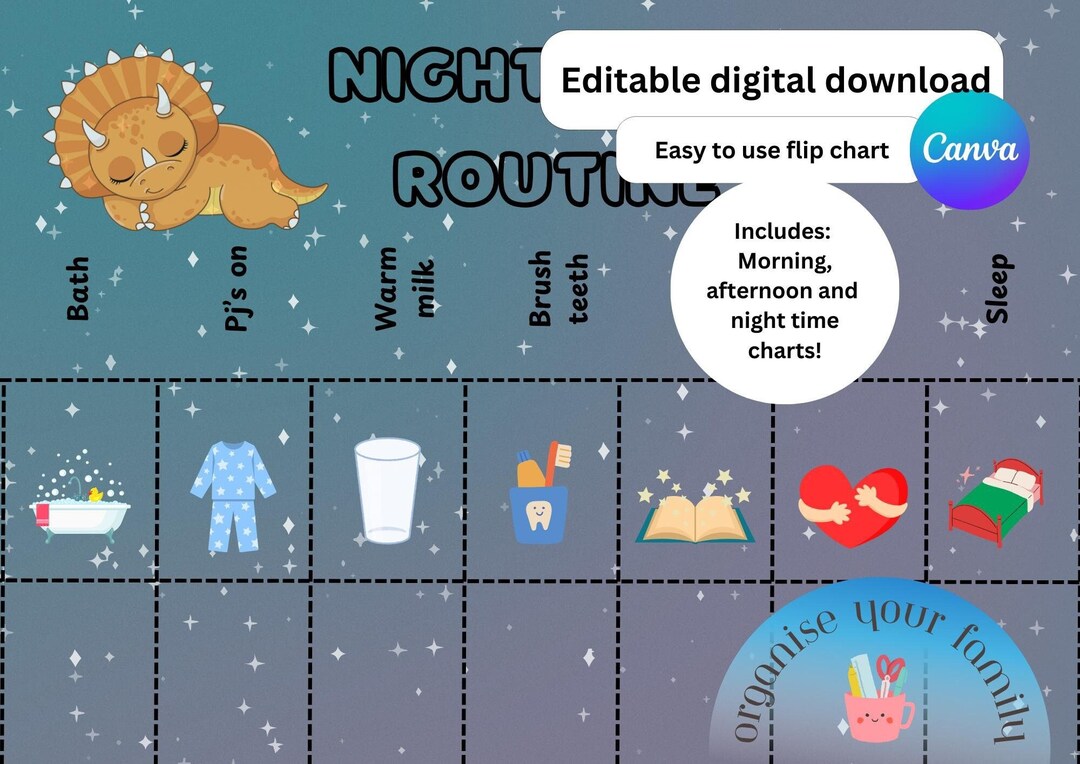 Editable Morning, Afternoon and Bedtime Routine Flip Chart, Printable ...