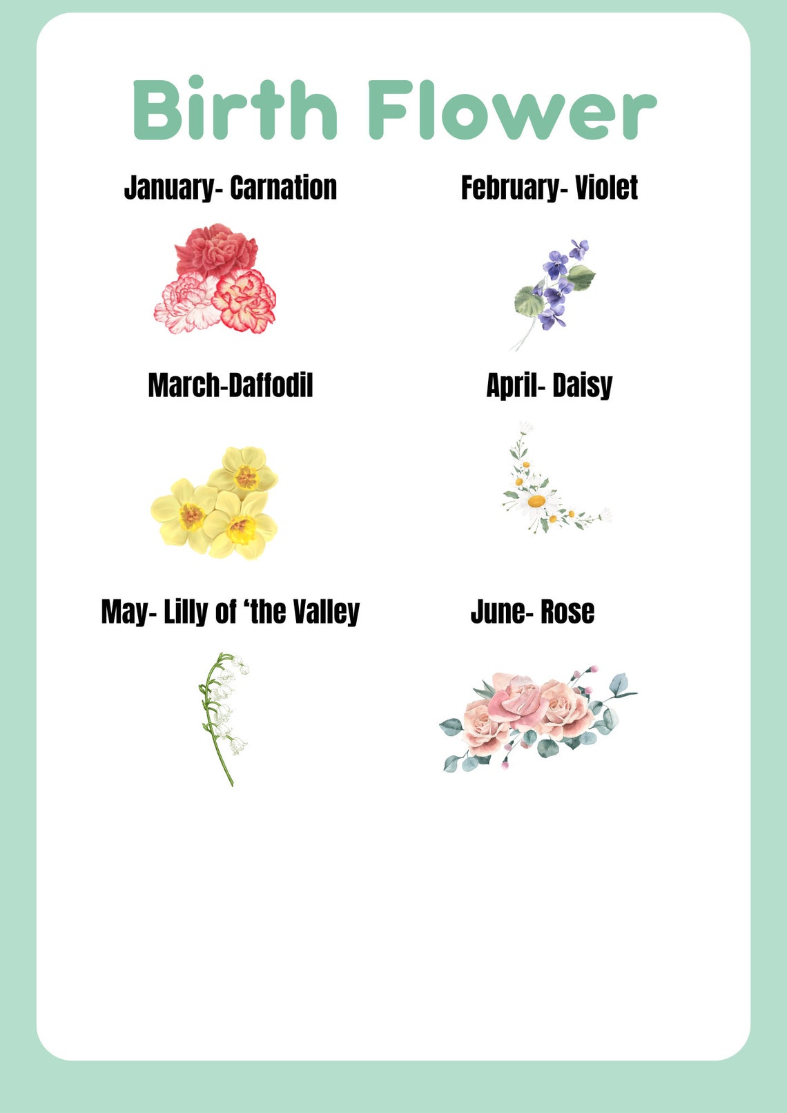 Framed Name and Birth Flower Print - Etsy