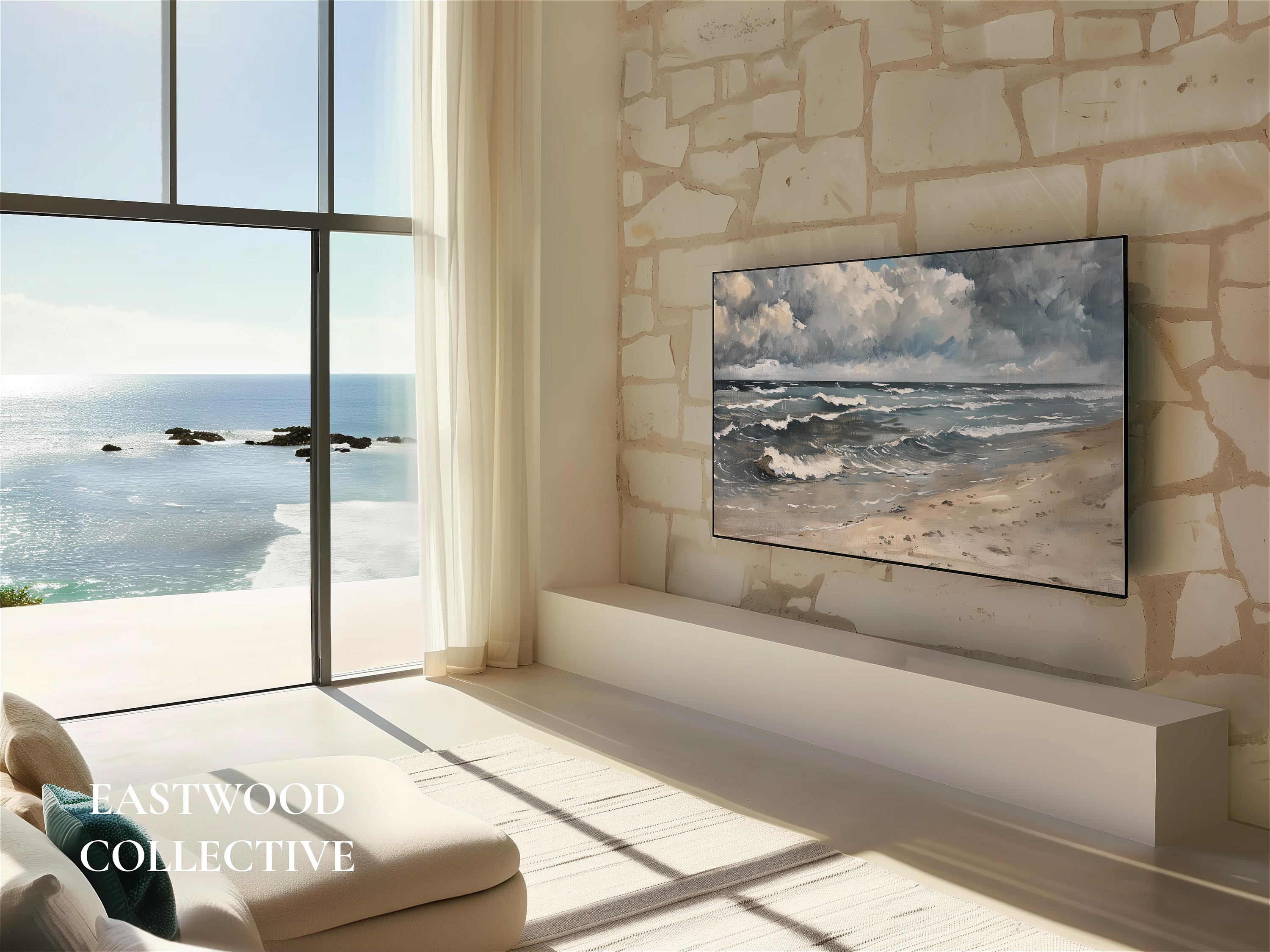 Frame TV Artwork: Beach Scene, Ocean Background, Beach Background ...