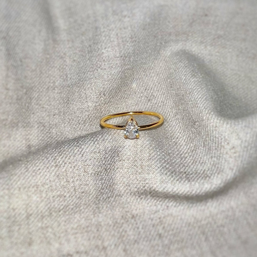 Cute Minimalist Water Drop Ring - Etsy