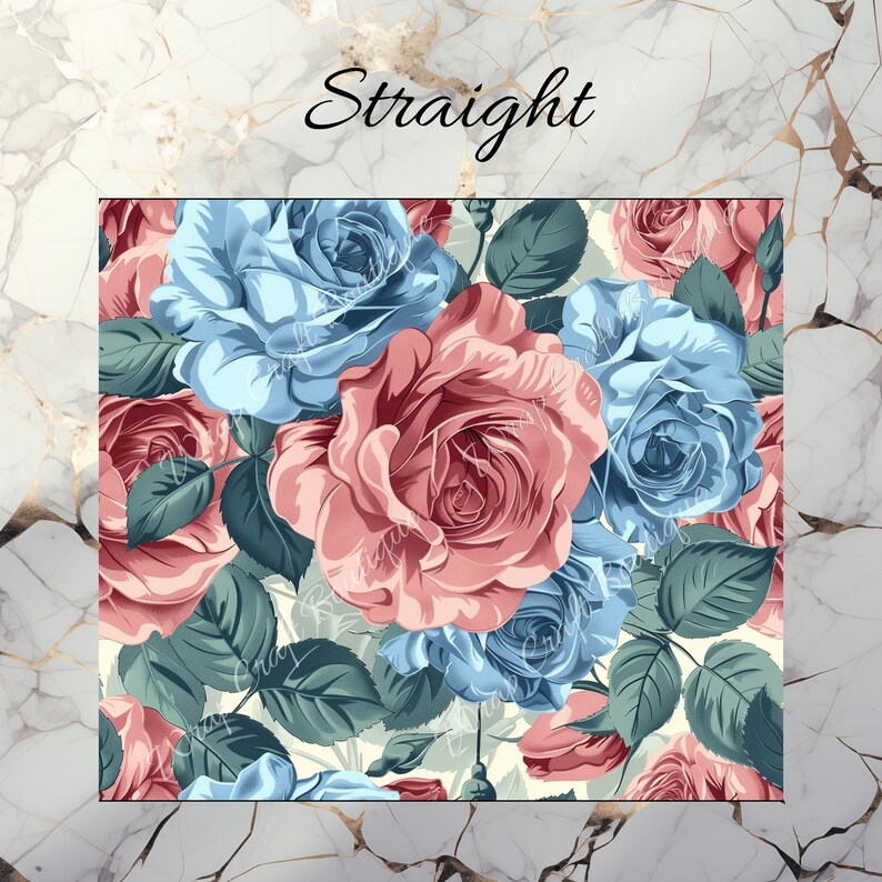 Red and Blue Roses Sublimation Printable Seamless Pattern 20 OZ Tumbler ...