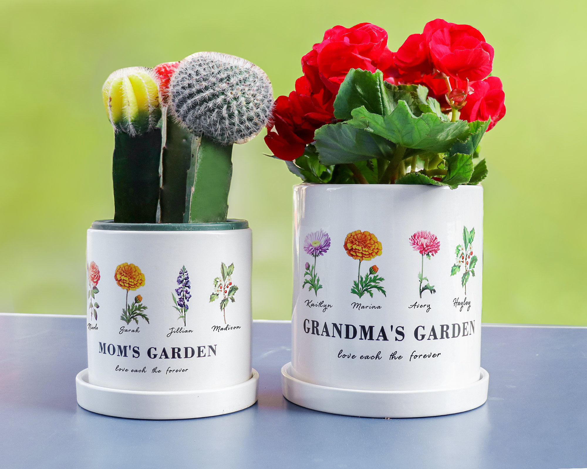 Personalized Birth Flower Plant Pot,custom Grandma's Garden Plant Pot ...