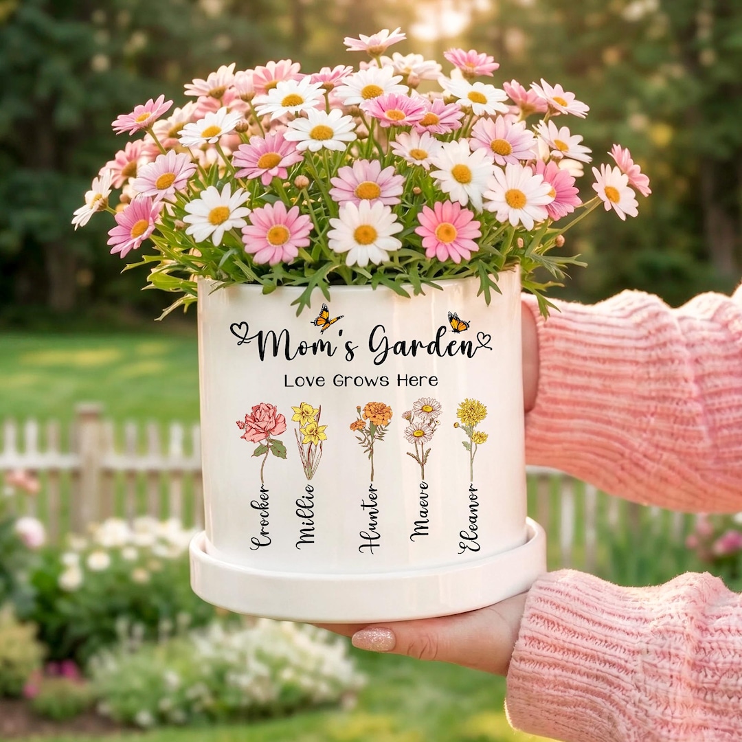 Custom Birth Flower Pot for Mom, Personalized Mother's Day Gift From ...