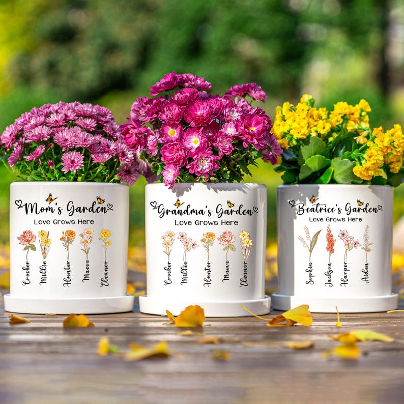 Custom Birth Flower Pot for Mom, Personalized Mother's Day Gift From ...