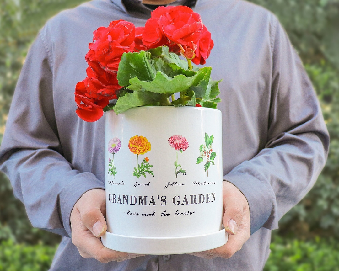 Personalized Plant Pot|birth Flower Plant Pot|grandma's Garden|gift for ...