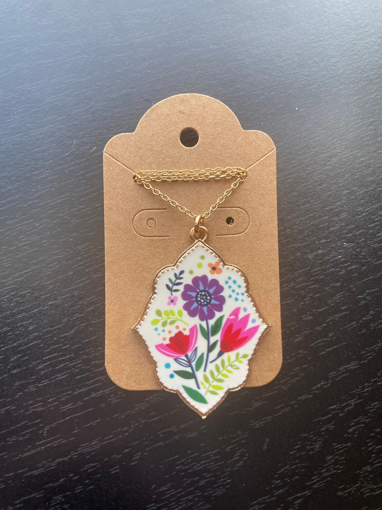 Gold Flower Pendant Necklace - Etsy