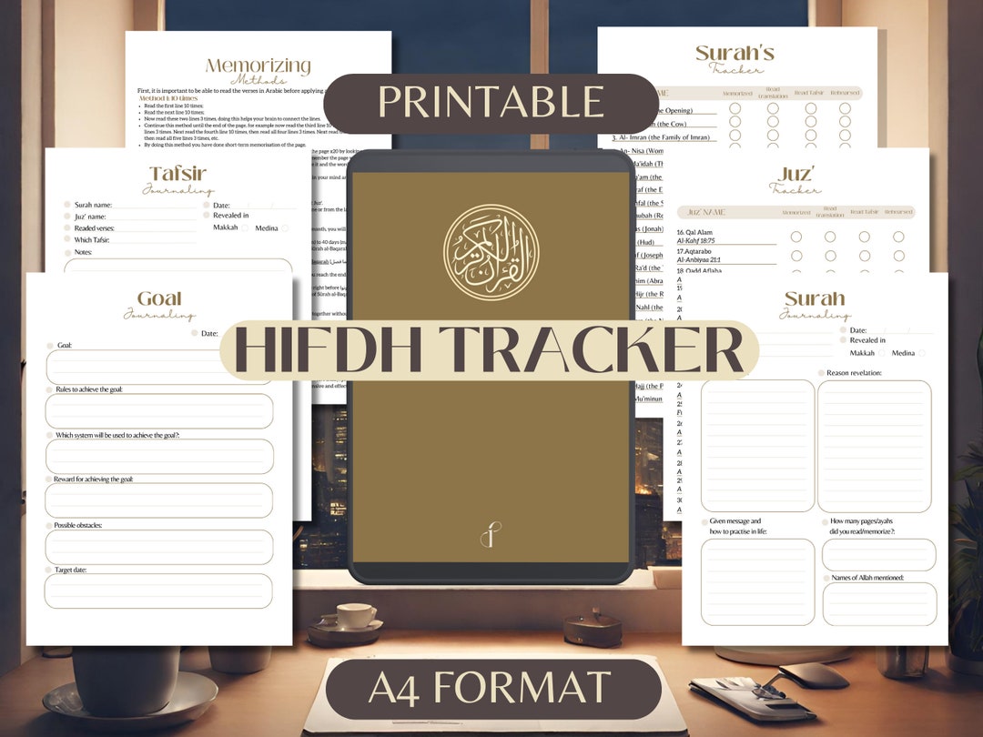 Hifdh Tracker, Quran Journal, Muslim Planner, Surah Journaling, Goal ...