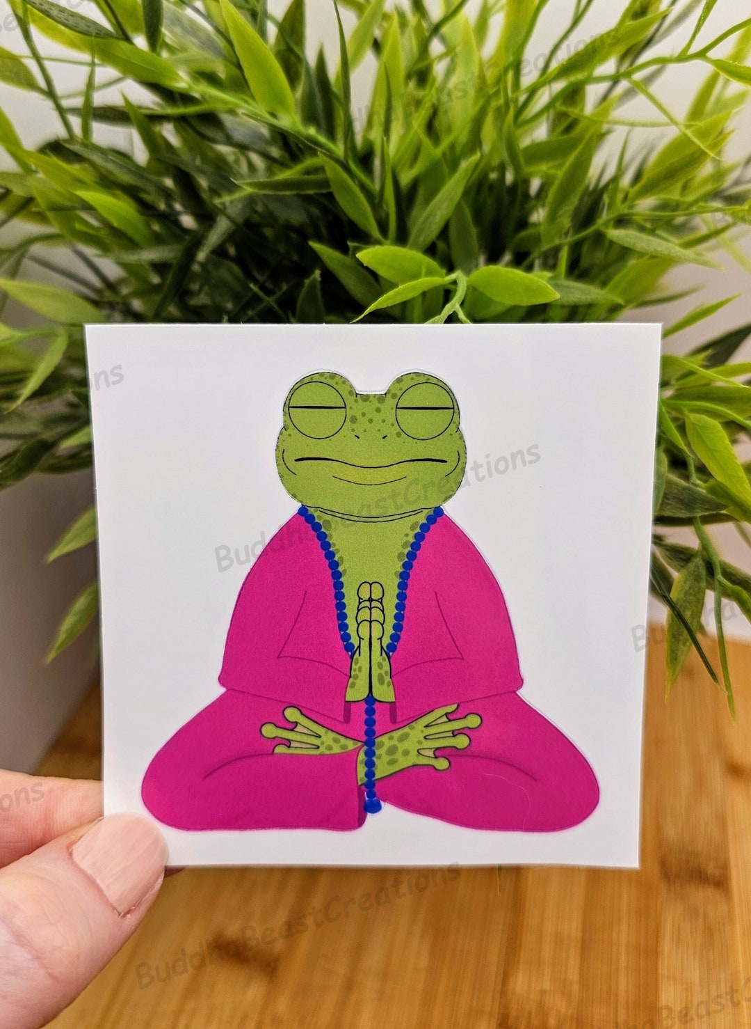 Meditating Green Frog Decal Sticker; Pink Meditation Robe and Mediation ...