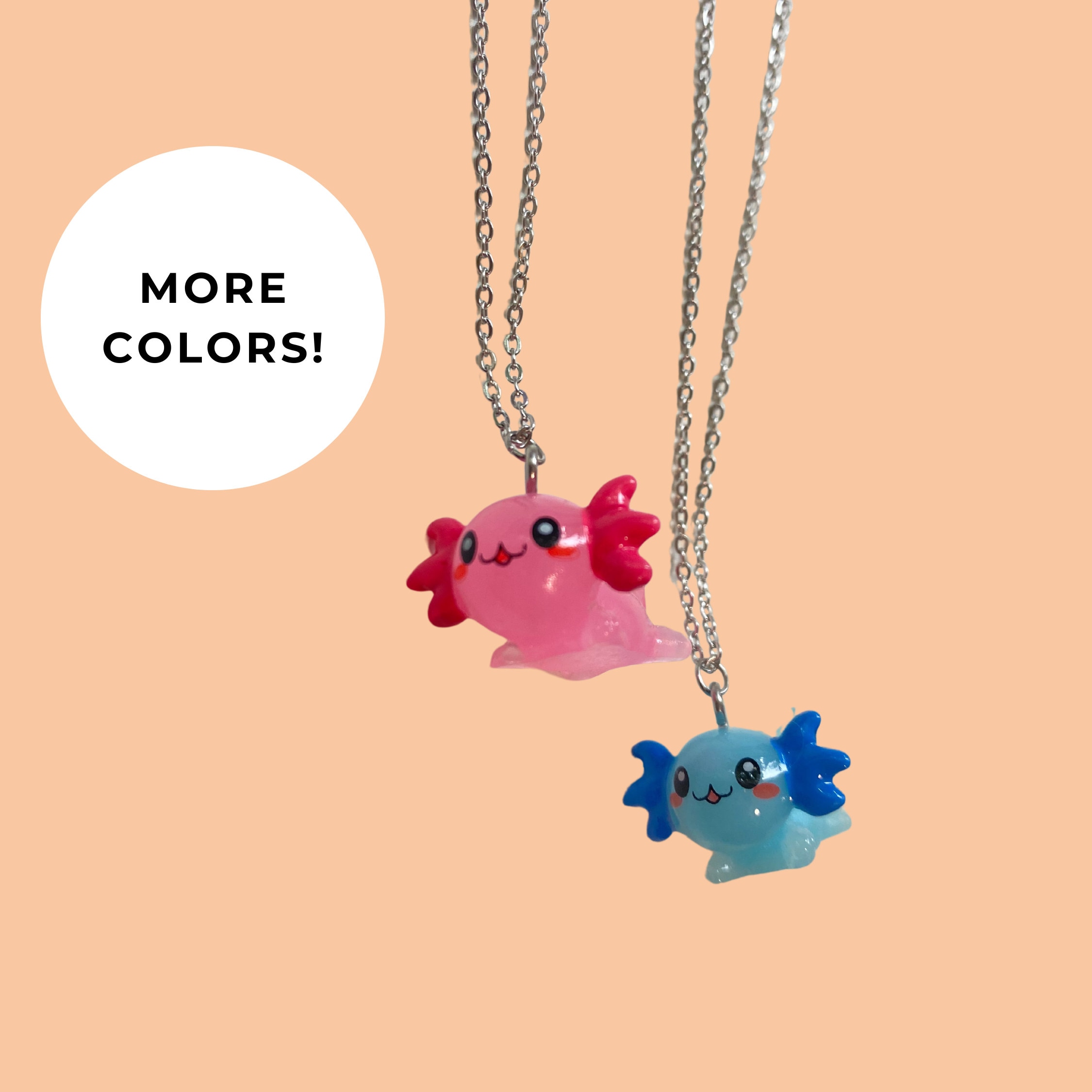 Axolotl Charm Friendship BFF Necklace Set | Customize Your Colors | 304 ...