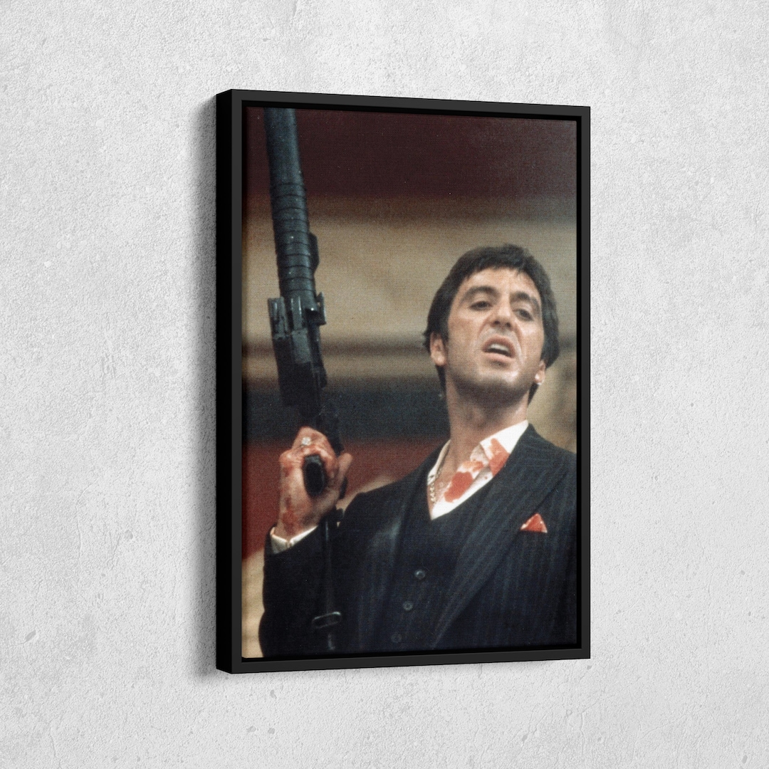 Scarface Poster Al Pacino With Gun Canvas Wall Art Home Decor Framed ...