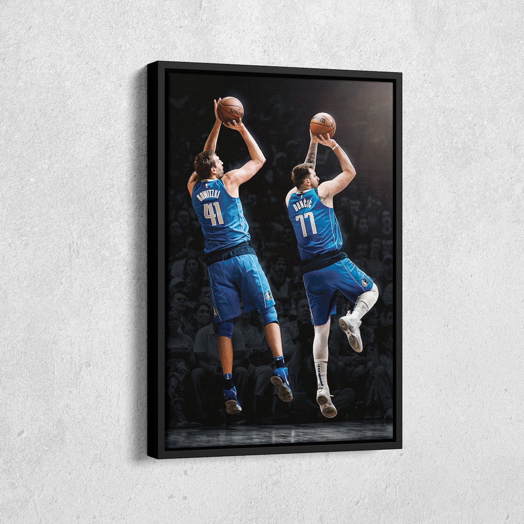 Luka Doncic and Dirk Nowitzki Poster Dallas Mavericks Canvas Wall Art ...