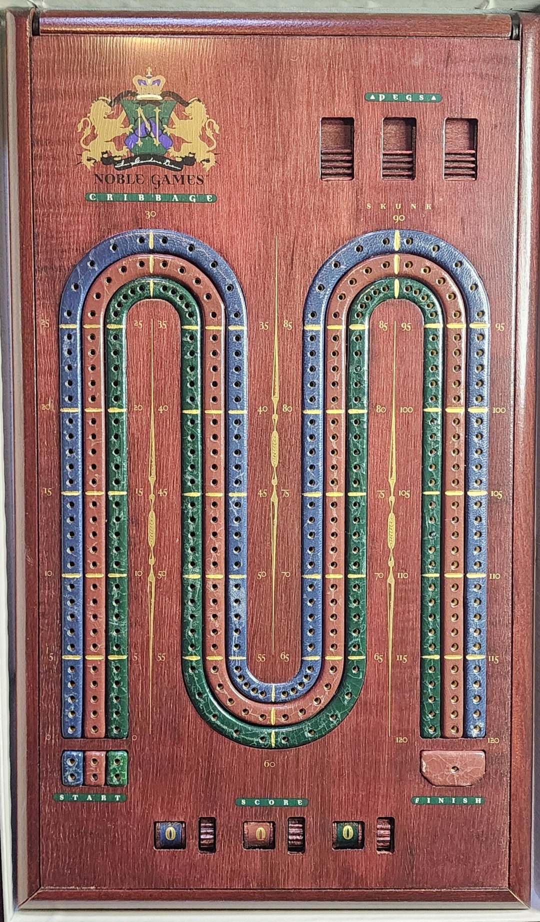 BRAND NEW Vintage Cribbage Board by Noble Games Cherry Wood Hidden ...