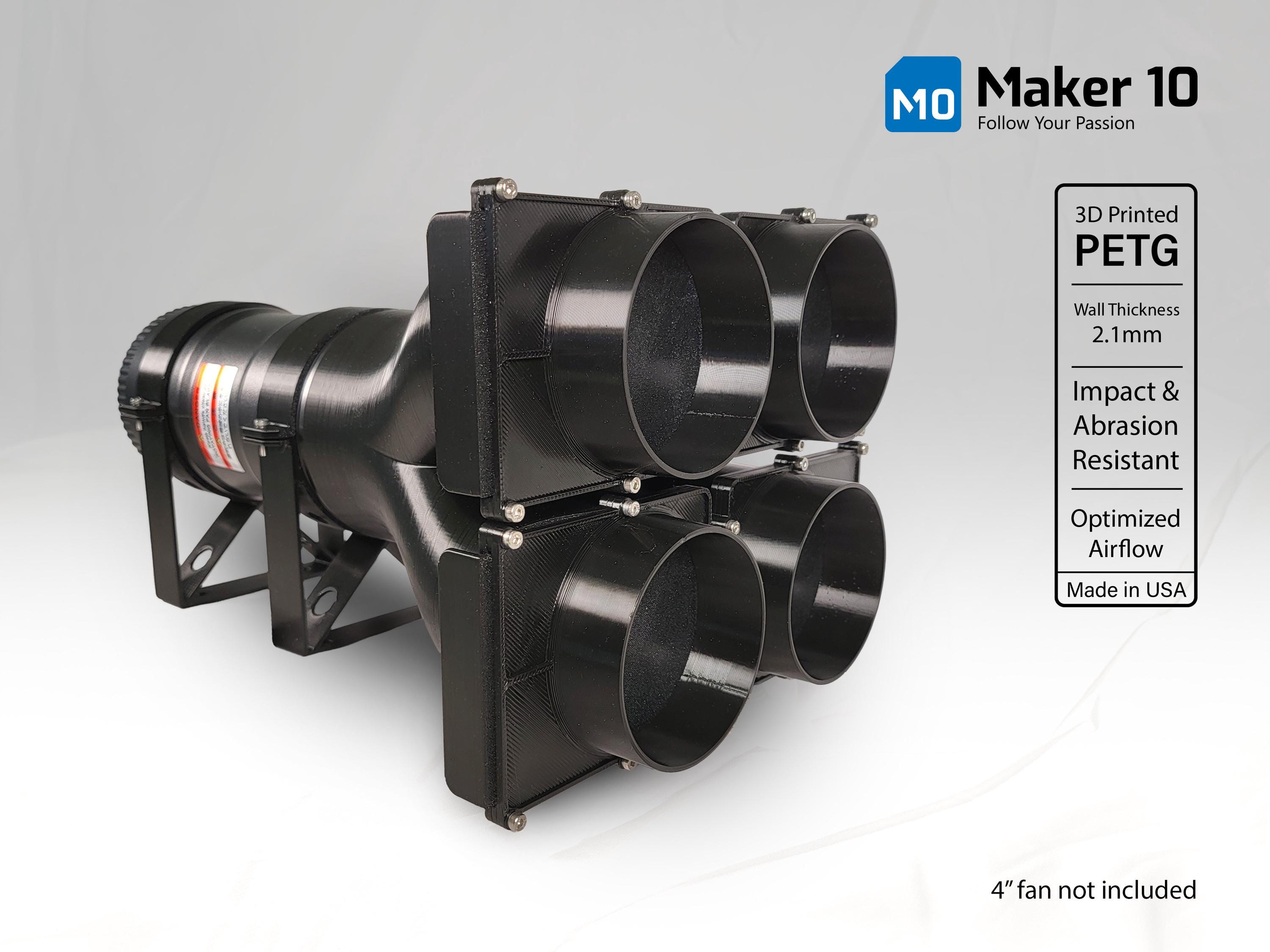 3" to 4" Inline Duct Fan 4-way Splitter With Blast Gates, 3d Printer ...