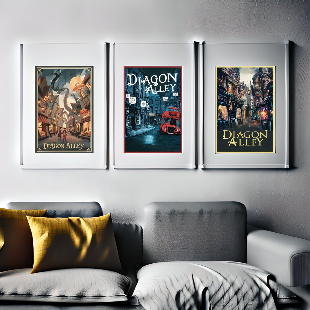 Diagon Alley Travel Poster, Fantasy Print, Decor - Etsy