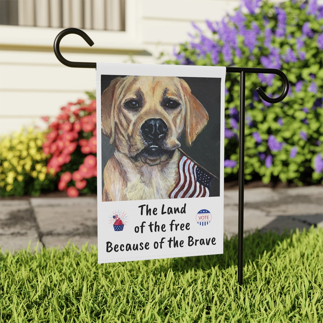 Garden Banner, Dog, Labrador Retriever, Yellow Lab, Patriotic, Flag ...
