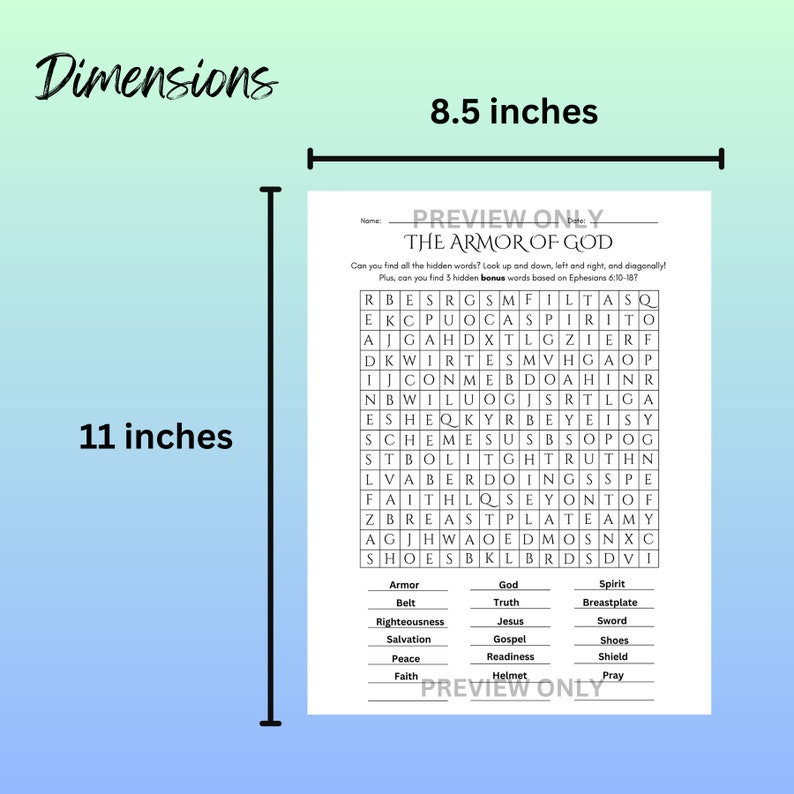 Armor of God Word Search Activity - Christian Faith Kids' Class ...