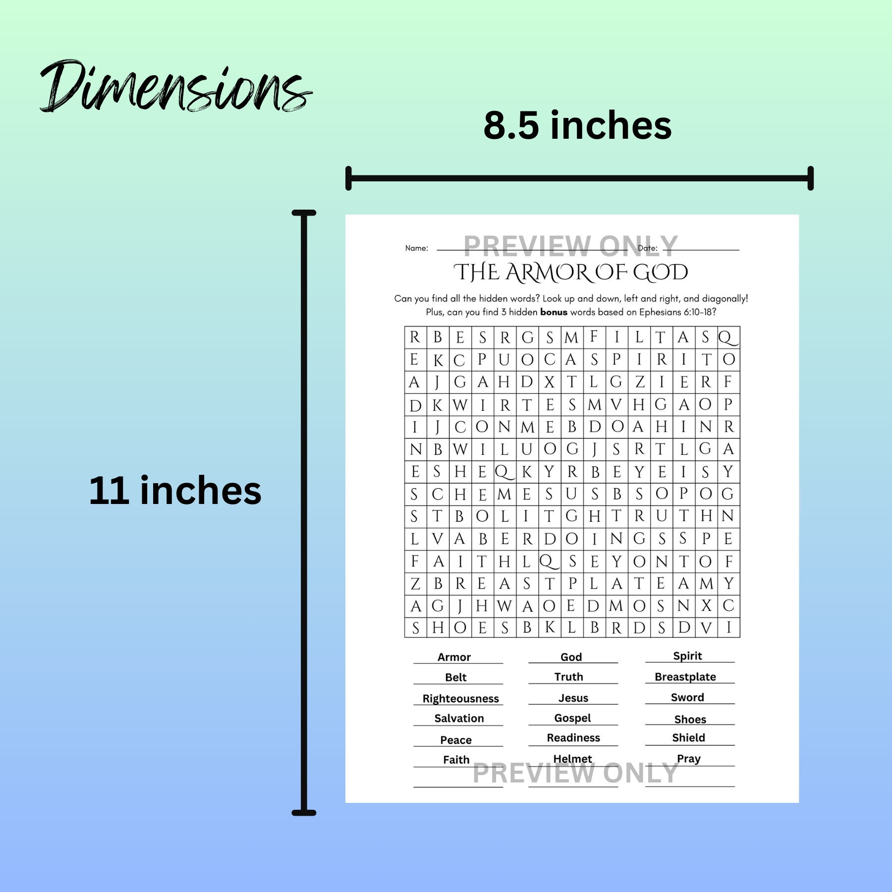 Armor of God Word Search Activity - Christian Faith Kids' Class ...