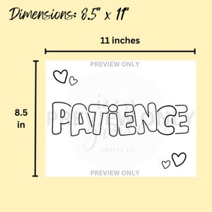 Patience Simple Coloring Page- Christian Faith Kids' Coloring Sheet ...