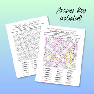 Armadura De Dios Spanish Word Search - Armor of God Christian Kids ...