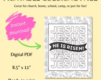 Easter Coloring Sheet - He is Risen Crosses - Etsy