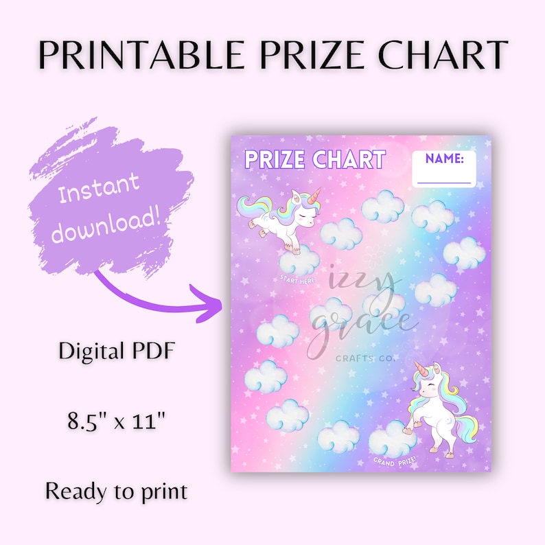 Printable Kids Sticker Prize Chart for School, Home, Chores, Good ...