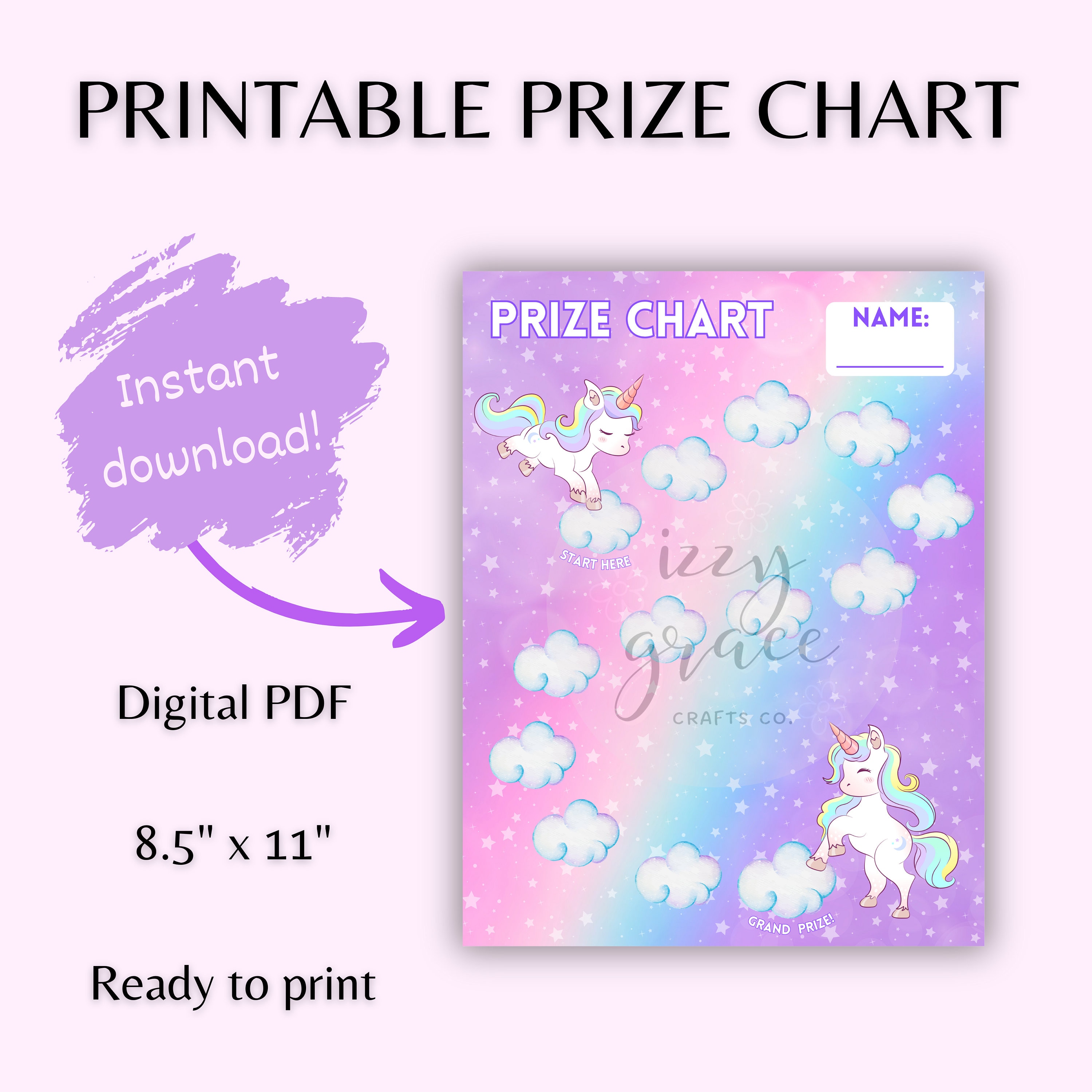 Printable Kids Sticker Prize Chart for School, Home, Chores, Good ...