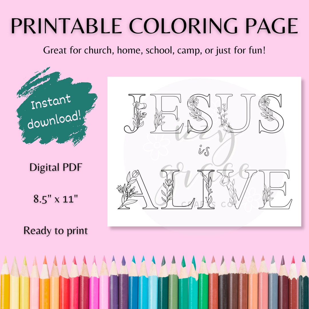 Jesus is Alive Easter Coloring Page - Etsy
