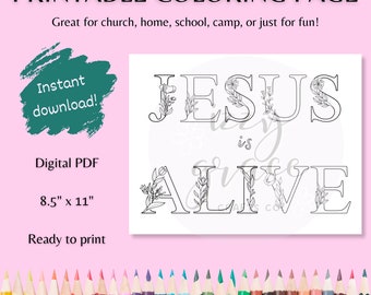 Jesus is Alive EASTER EGGS Coloring Page Digital Download Print Color ...