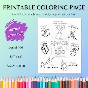 Armor of God Coloring Page - Christian Faith Kids' Coloring Sheet Craft ...