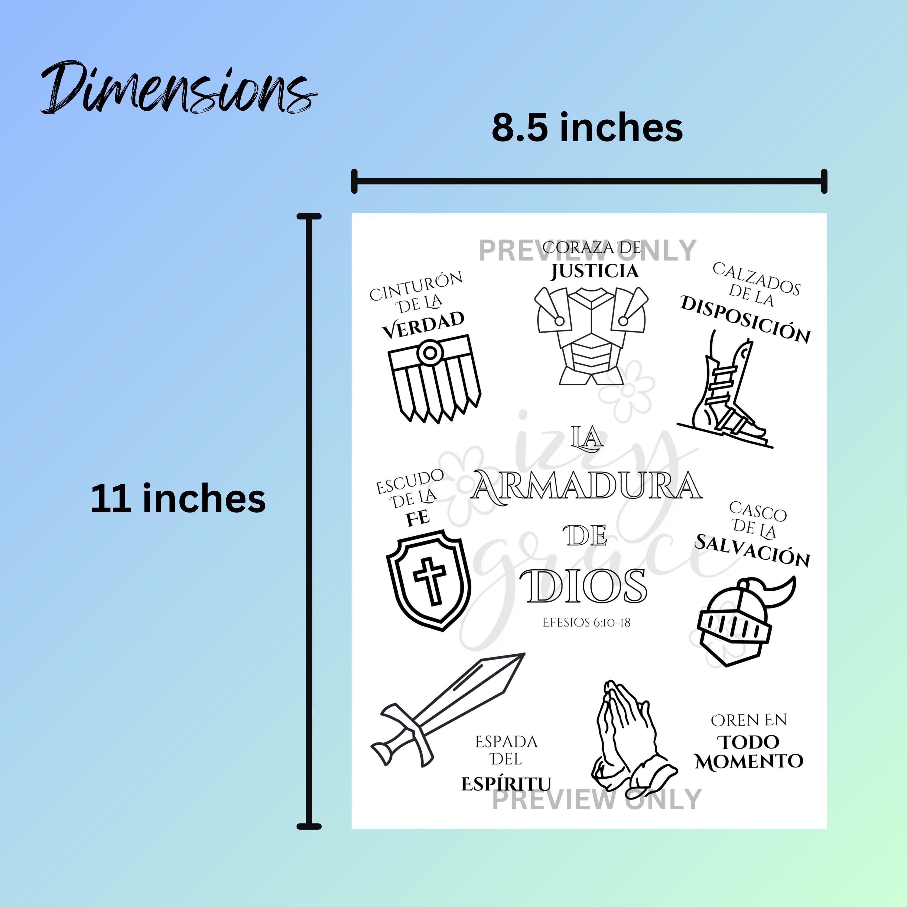 La Armadura De Dios (armor of God) Spanish Coloring Page - Christian ...