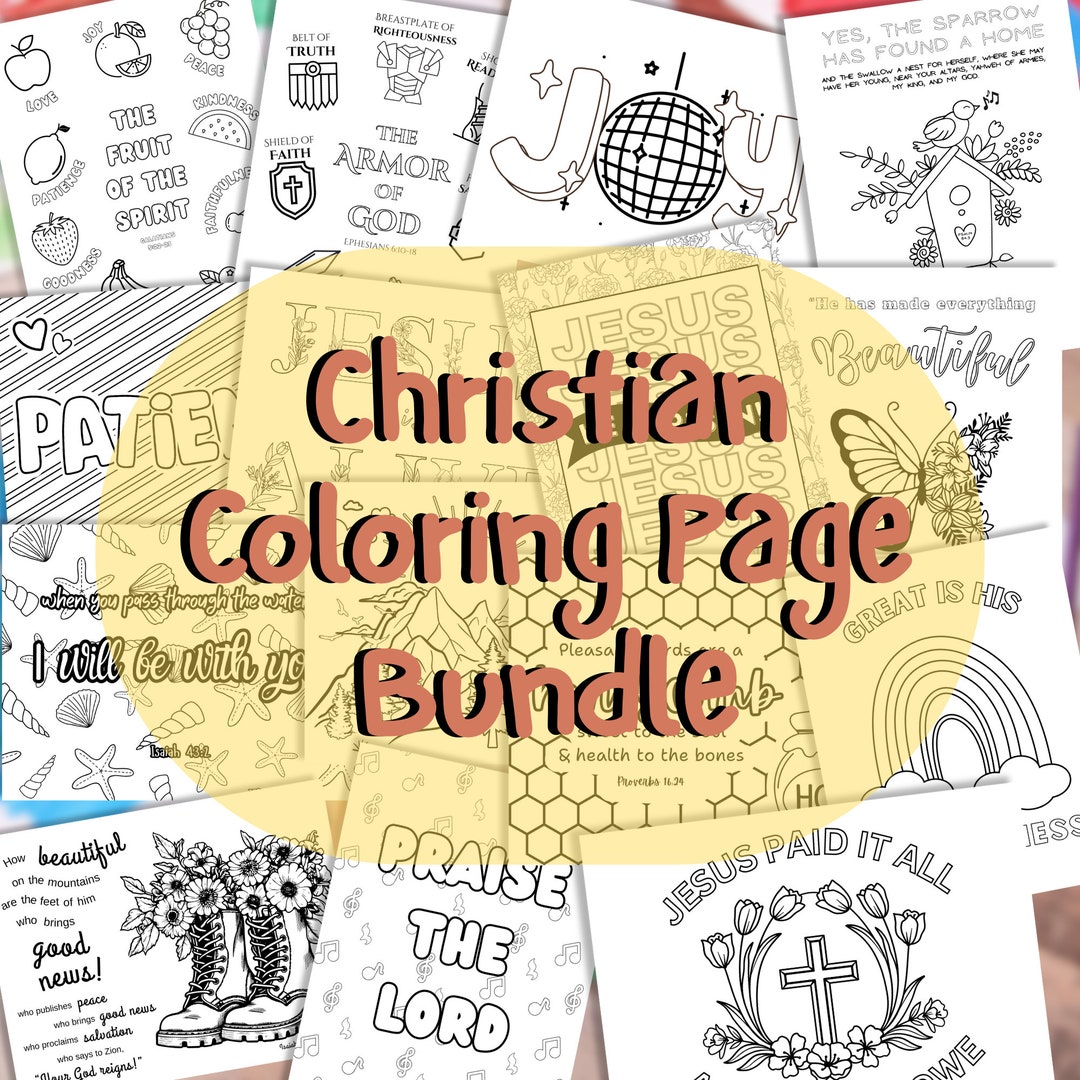 Coloring Page Bundle - Christian Faith Kids' Coloring Sheet Craft- for ...